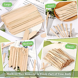 450PCS Wooden Wax Sticks, JANYUN Assorted Style Waxing Wooden Applicator Wax Spatulas Kit for Eyebrow Face for Hair Removal Body Legs Facial,Wood Craft Sticks Small Medium Large Size