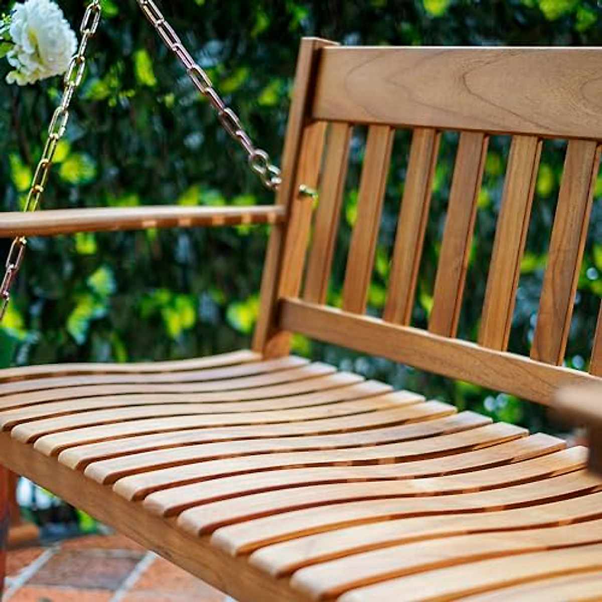 Cambridge Casual Teak Wood Porch Swing, Teak Frame, Bentley