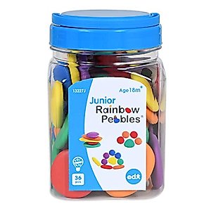 Rainbow Pebbles - Junior - Mini Jar - Ages 18m+ - The Original Sorting and Stacking Stones - First Counting and Sorting Toy