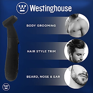 Westinghouse Men's All-in-One Beard Trimmer, Stainless Steel Dual Sided Blades, Adjustable Lengths, Includes Nose and Ear Trimmer Attachment, Portable and Travel Ready