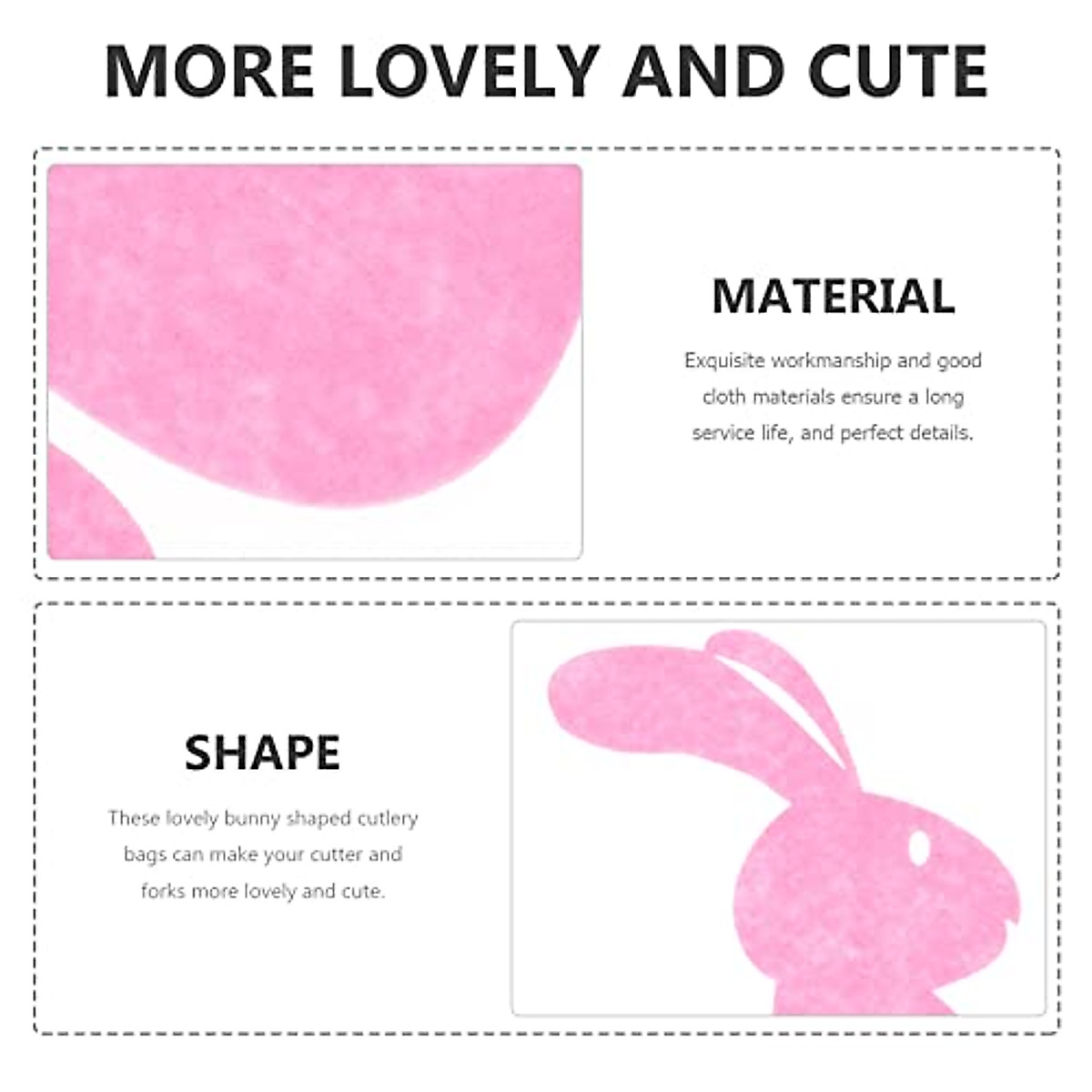 ABOOFAN 8pcs Easter Bunny Utensil Cutlery Holder Pouch Bags Rabbit Silverware Sleeve Fork Spoon Pocket Easter Table Decoration for Holiday Spring Easter Party Favor Pink