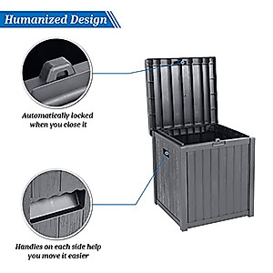 VINGLI 51 Gallon Medium Deck Box Organization, Resin Storage Box for Patio Furniture or Tools, Indoor & Outdoor Lockable Container Box for Garden, Pool, Yard, Porch and Balcony (Grey)