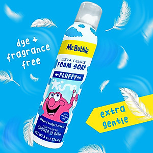 Mr. Bubble Extra Gentle Foam Soap - Fragrance Free Kids Hand and Body Wash 8OZ, Pack of 6