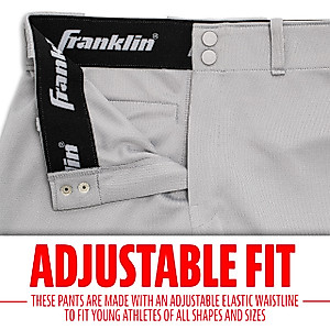 Franklin Sports Youth Baseball Knicker Style + Knee High Softball Pants for Kids - Boys + Girls with Belt Loop - Grey - Youth Small