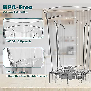 OMMO Blender 1800PW, Professional High Speed Countertop Blender with Durable Stainless Steel Blades, 60oz BPA Free Blender for Shakes and Smoothies, Nuts, Ice and Fruits, Dishwasher Safe (Black)