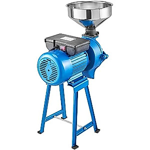 VEVOR Electric Grain Mill Grinder, 1500W 110V Spice Grinders, Commercial Corn Mill with Funnel, Thickness Adjustable Powder Machine, Heavy Duty Feed Flour Cereal Mill Wheat Grinders, Dry & Wet Grinder