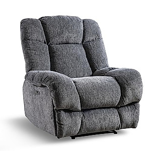 INZOY Electric Power Recliner Chair with USB Charge Port, Electric Reclining Recliner with Upholstered Seat, Overstuffed Single Sofa for Living Room Bedroom, Dark Grey