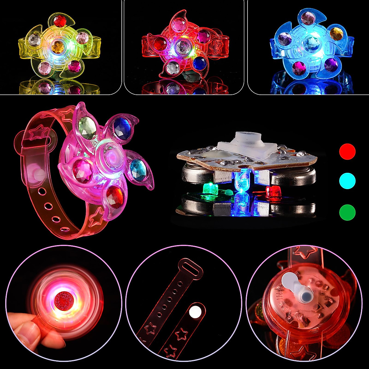 SCIONE LED Light Up Bracelets Party Favors for Kids 4-8 8-12, 48 Pack Goodie Bag Stuffers Classroom Prizes, Pinata Stuffers, Return Gifts for Kids Birthday Halloween Christmas Valentines Party Faovrs