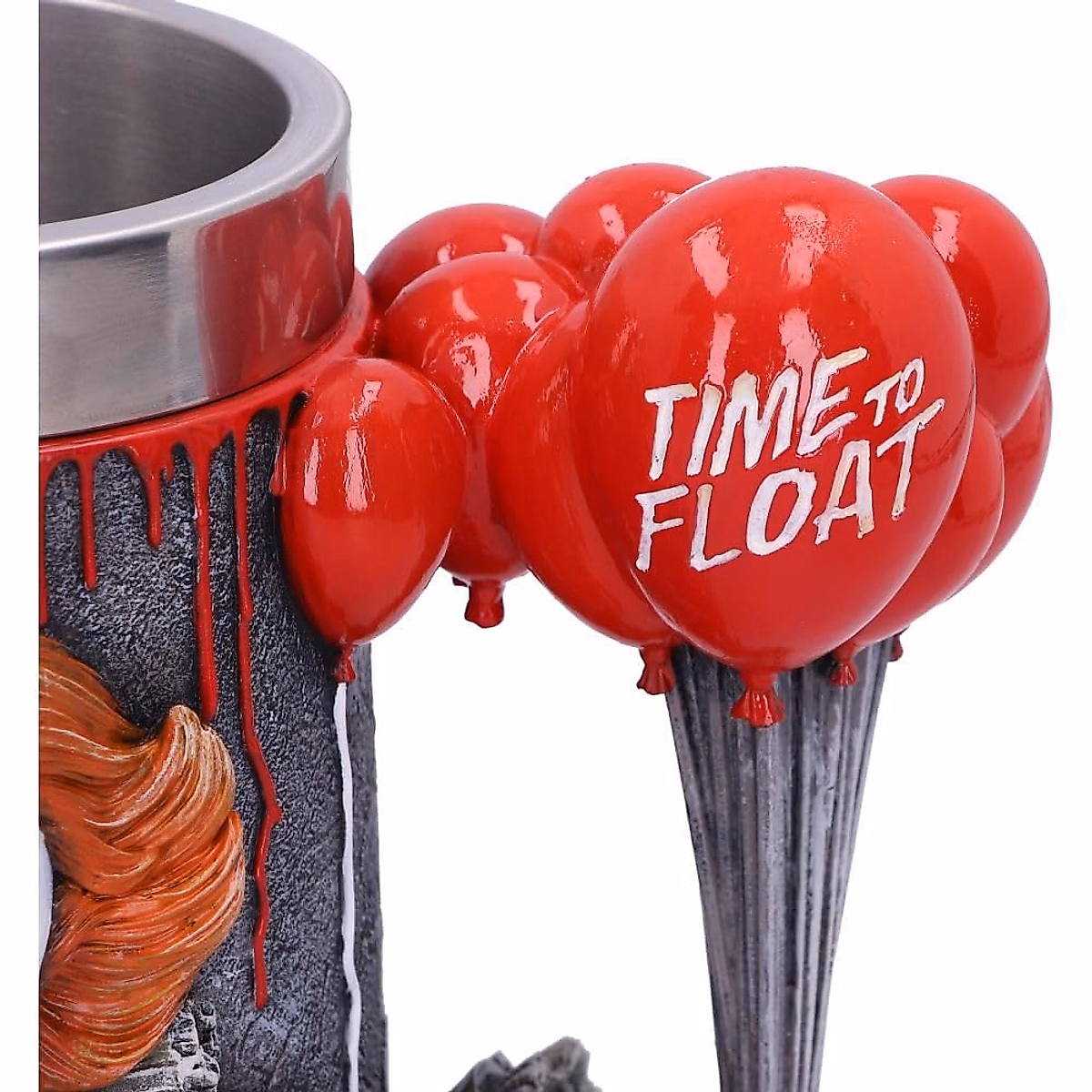 Nemesis Now IT Pennywise Clown Tankard, Hand-Painted Resin, Time to Float, Horror Movie Merchandise, Red Balloons Handle, 15.5cm