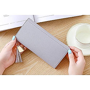 Womens Wallet Ultra Slim Pu Leather Credit Card Holder Clutch Hand holding trendy Wallets for Women(purple)