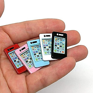 Welecom 7Pcs Dollhouse Mini Mobiles Phones Scene Miniatures Cell Phones Metal Simulation Cellular Phone Doll Phones Telephones Model Play Scene DIY 1/12 1/6 Scale Dolls House Decor Kid Pretend Toys
