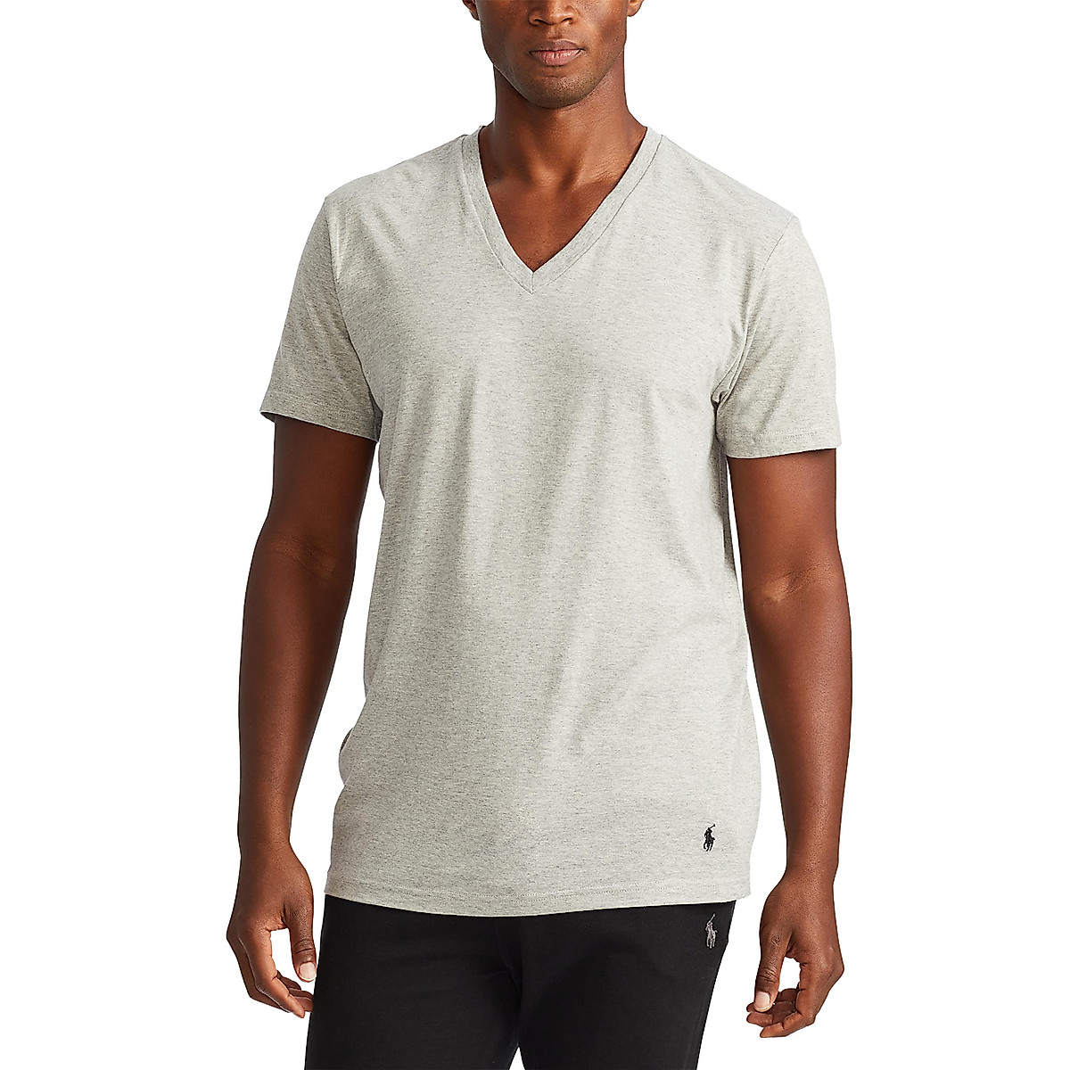 POLO RALPH LAUREN Men's Classic Fit Cotton V-Neck Tee, Andover Heather/Polo Black, Madison Heather/Polo Black, Polo Black/Red, Large