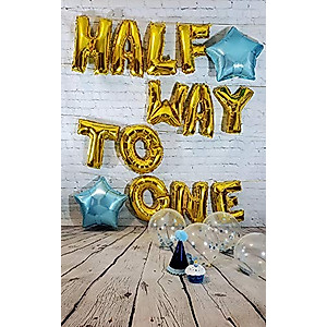 JeVenis 15 PCS Half Way To One Balloons 1/2 Birthday Decorations Half Way To One Birthday Party for Boy Blue Balloons