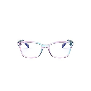 Ray-Ban Junior Girls' RY1591 Square Prescription Eyeglass Frames, Violet Striped Multicolor/Demo Lens, 48 mm