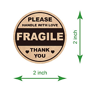 2 inch 300 PCS Fragile Stickers for Shipping Please Handle with Love and Thank You Waterproof Stickers