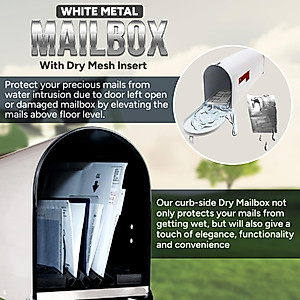 Dry Mailbox – Outdoor Metal Mailbox with Mailbox Insert to Keep Mail Dry | Weatherproof Mailbox for Outside for Secure Deliveries | Standard Outside Mailboxes | US Postal Service Approved - White