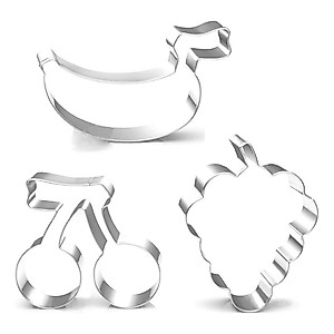 8 Pieces Fruit Sign - Pear, Apple, Strawberry, Cherry, Banana, Grape, Wine Bottle, Wine Glass Cookie Cutter Set - Stainless Steel