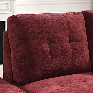 Yoglad Living Room Furniture Set, Sectional 5-Seater Sofa with Reversible Chaise, Corner Sofa Set with Ottoman, L Shaped Couch for Apartment, Living Room (107.5 Inch Chenille, Red)