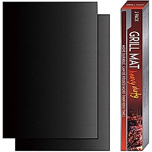 Renook Barbecue Grill Mat (2 Pcs) - [New Upgraded] Heavy Duty Nonstick Reusable BBQ Grilling Mats for Gas Charcoal - Grill Cooking Mats for Outdoor Grill - Oven Liners for Bottom of Oven