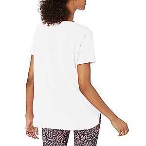 Amazon Essentials Women's Studio Relaxed-Fit Lightweight Crewneck T-Shirt (Available in Plus Size), White, Medium