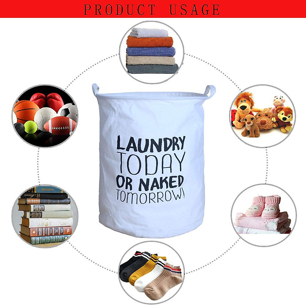 SDAIGC Collapsible Unicorn Laundry Basket, Blondie Canvas Waterproof Round Storage Hamper, Clothes Toys Organizer Basket, Cute Kids Gift Basket(White Today)