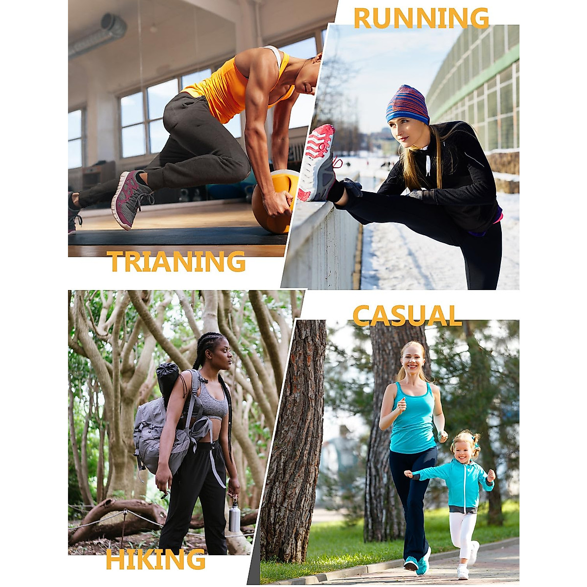 BALEAF Women's Track Pants Athletic Jogging Sweatpants Zipper Pockets Warm-Up Sports Running Pants Black/White Size XL