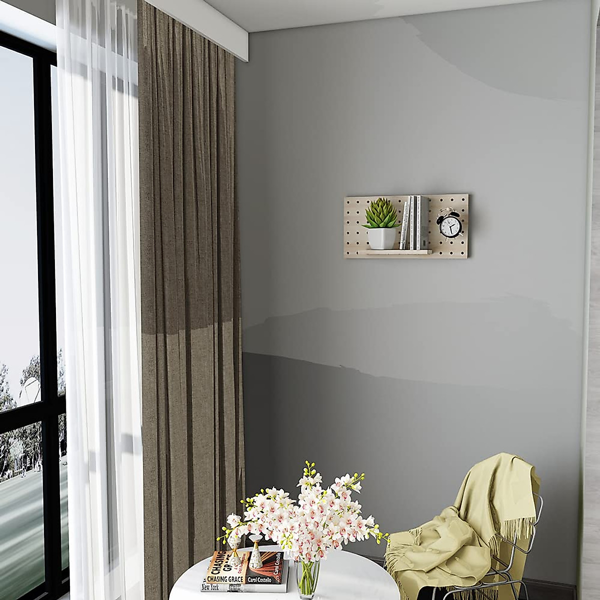 HEYSONG Pegboard Wall Organizer Panels Wooden Pegboard Wall Mount, Hanging for Garage Kitchen Living Room Bathroom Office (la0012USA)