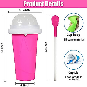 CHAOMIC 2PCS Slushie Cup, Magic Slushy Maker Squeeze Cup Smoothie Cups With Lids And Straws For Kids & Adults