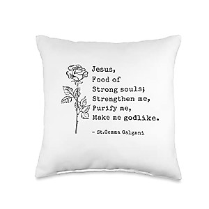 Saint Gemma Galgani Catholic Design St. Gemma Galgani Female Catholic Saint Quote Saying Throw Pillow, 16x16, Multicolor