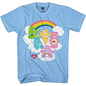 Care Bears T-Shirt - Classic Care Bears Distressed Look Shirt for Men or Women, Heather Light Blue, Small