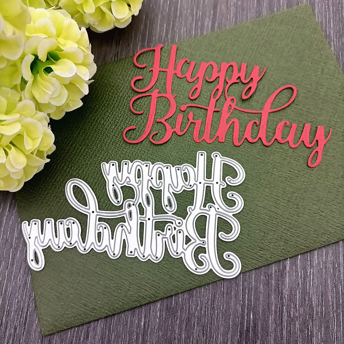 2 Set Die Cuts for Card Making, Accfore Happy Birthday Cutting Dies Card Making Supplies DIY Die Cutters Card Making Die Stencils for Scrapbooking