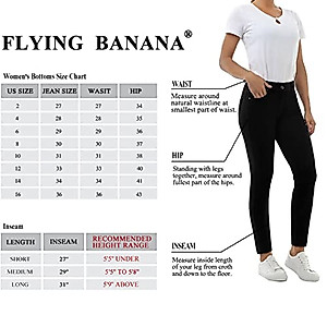FLYING BANANA Women's White Mid Rise Comfy Stretch Denim Skinny Jeans (White, 14)