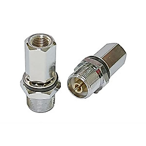 UngSung 3/8” x 24 Stud CB Antenna Mount to SO-239 Adapter fit 1/2” or 5/8” Hole by Heavy Chrome-Plated Brass for CB Ham Radio Antenna