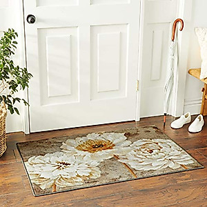 Brumlow Mills Pearl Grey Floral Study by Pamela Gladding Decorative Rug for Kitchen, Entryway Rug, Living Room or Bedroom Carpet, 2'6" x 3'10"