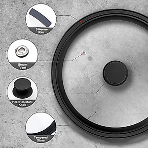 10.5" Tempered Glass Lid for Pans,Fry Pan, Universal Pot or Pot Cover,10.2"/26cm, Clear