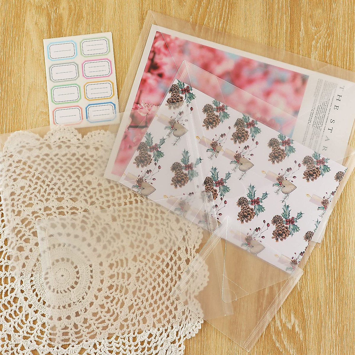 Briartw 20 Pack 4.75x4.75" Square Storage Bag,Resealable Plastic Envelopes Pockets for Cutting Dies Stencil Crafts Organizer Holder,Clear Storage Envelopes for Clear Stamp,Die Cuts,scrapbook Paper