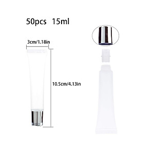 AJLTPA 50Pcs 15ml Lip Gloss Squeeze Tubes, Silver Lip Gloss Containers Empty, Refillable Soft Clear Tubes for DIY Lipgloss Balm Cosmetic (Silver)