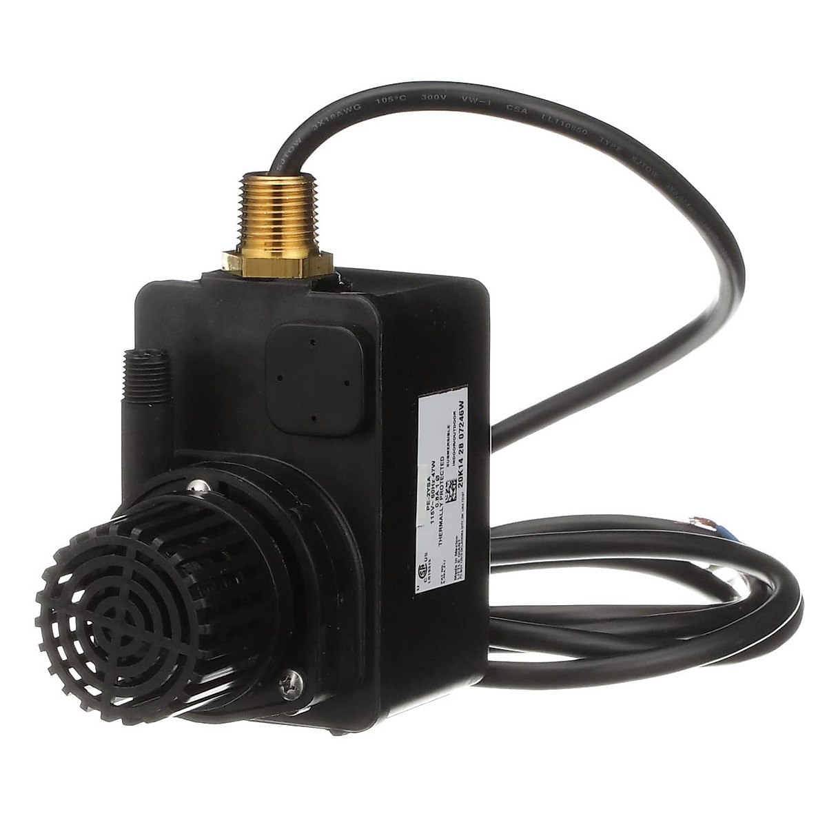 Little Giant PE-2YSA 115 Volt, 1/40 HP, 300 GPH Glass-Filled Polyester Submersible Parts Washer Pump for Aqueous Solutions or UL-listed Solvents with 6-Ft. Power Cord (plug-less), Black, 518550