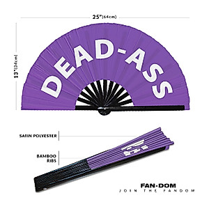 Dead-Ass Hand Fan Foldable Bamboo Circuit Rave Hand Fans Slang Words Fan Outfit Party Gear Gifts Music Festival Rave Accessories (Purple)