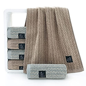 Pidada Hand Towels Set of 2 Wave Striped Pattern 100% Cotton Soft Absorbent Decorative Towel for Bathroom 13.4 x 29.1 Inch (Grey)