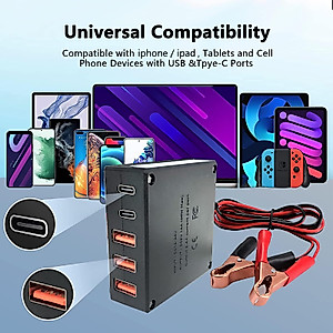 Bejav 24v 12v to USB 5v Step Down Converter 12v USB Charger Multi Port Adapter Compatible with iPhone Samsung USB Device Smart Phone Tablets Charging