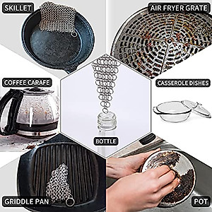 2Pack Cast Iron Cleaner Stainless Steel Chain Mail Scrubber, Iron Skillet Scrub Brush for Pan Pot Chain Scrubber Cleaning Dutch Ovens Carbon Steel Wok Grill Pan, Chain Mail to Clean Castiron by Herda