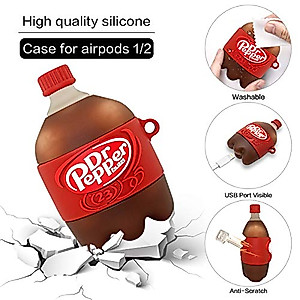 [2Pack] Alquar Silicone Airpods Case for Airpods 2/1 , 3D Cute Funny Fun Cartoon Food Character Kawaii Airpods Cover Case with Keychain for Kids Teens Boys Girls (Sport Water + Red Pepper)