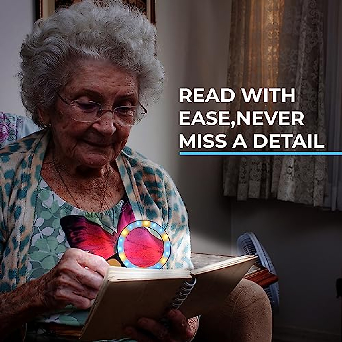 MagniPros 30X Illuminated Magnifying Glass - LED Lighted Handheld Reading Magnifier with 3 Light Modes - Perfect for Seniors, Low Vision, Books, and Detailed Inspection