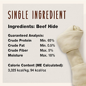 Cadet Premium Grade Beef Hide for Dogs, Long Lasting Rawhide Knotted Bones Single Ingredient Dog Chews, 6"-7" Dog Bones, 4 Pack