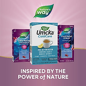 Nature's Way Umcka ColdCare Soothing Hot Drink - Homeopathic – With Pelargonium sidoides 1X- Helps Shorten Duration of Colds - Soothing Lemon Flavored - Suitable for Ages 6+ - 10 Packets