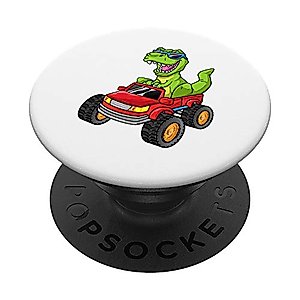 Yeah T-Rex Monster Truck Shirt Birthday Boy Dinosaur Dino PopSockets PopGrip: Swappable Grip for Phones & Tablets