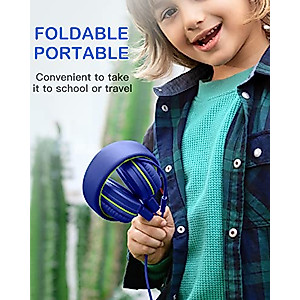 Nabevi [2 Pack Kids Headphones with Mirophone, Kids Headphones for School, 91dB Safe Volume Limited, Splitter, Kids Headphones for School, Toddler Headphones, for On-line Study, Travel, Girls, Boys