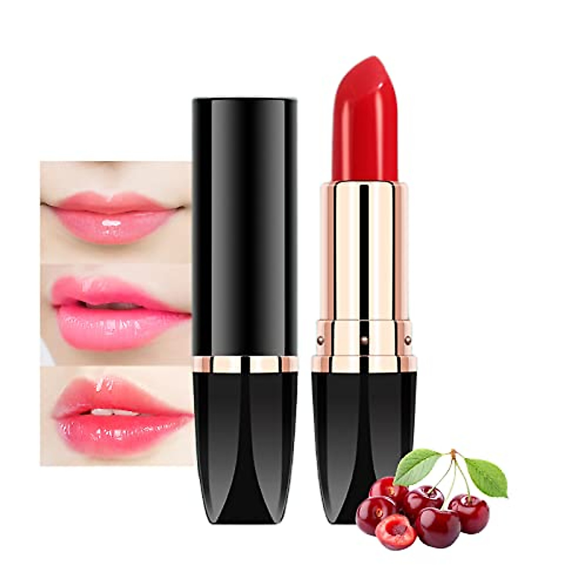 Rosarden Color Changing Lipstick - Color Changing Lip Gloss - Cherry Waterproof & Long Lasting Magic Lipstick- PH Lipstick Lip Balm - Nutritious & Moisturizer Temperature Change Lipstick For Women