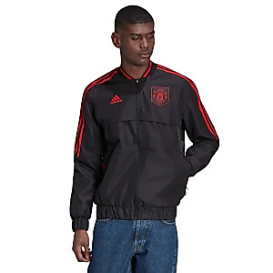 ADIDAS MEN'S MANCHESTER UNITED ANTHEM JACKET (Black, Small)